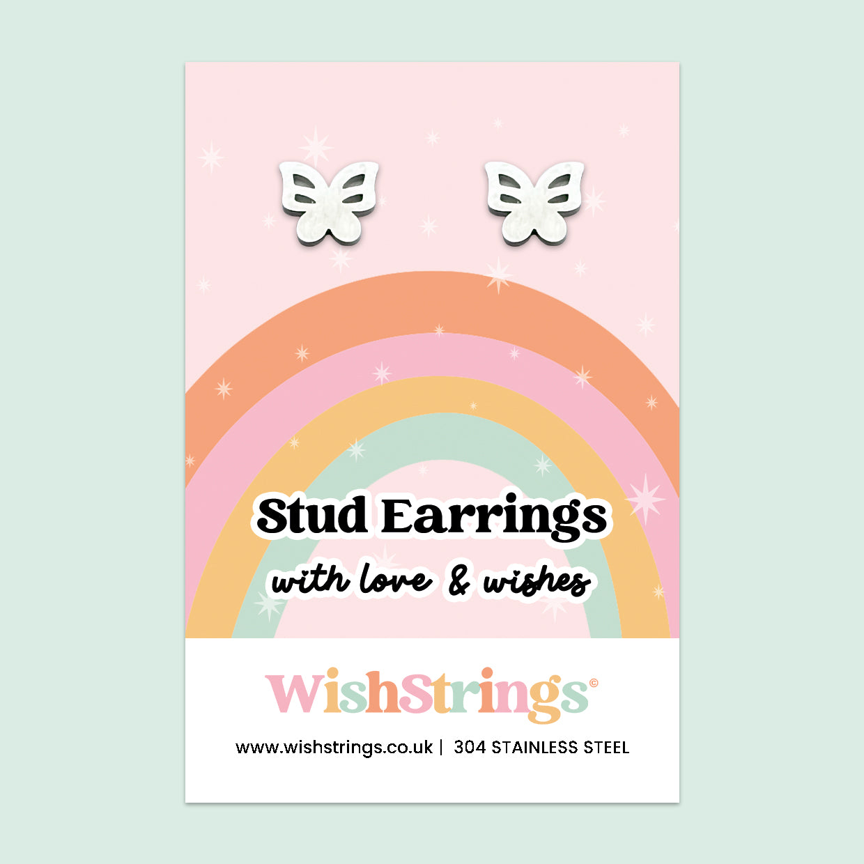 WishStrings Butterfly Stud Earrings | Stainless Steel Hope Gift